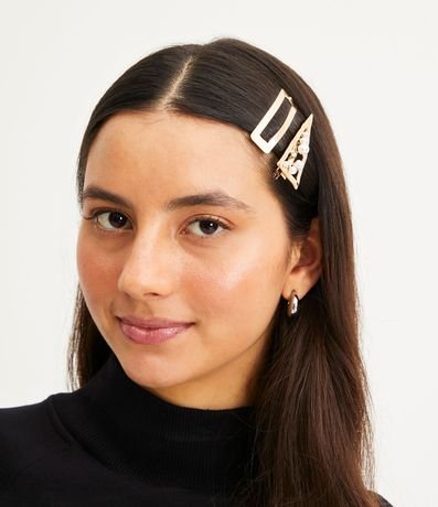 Kit 02 Presillas para el Pelo en Metal con Detalles en Perlas | Renner