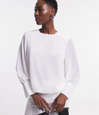 Blusa Manga Larga En Crep Con Pu o Ancho Y Fruncidos Blanco Renner Blusa Manga Larga En Crep Con Pu o Ancho Y Fruncidos Blanco Renner