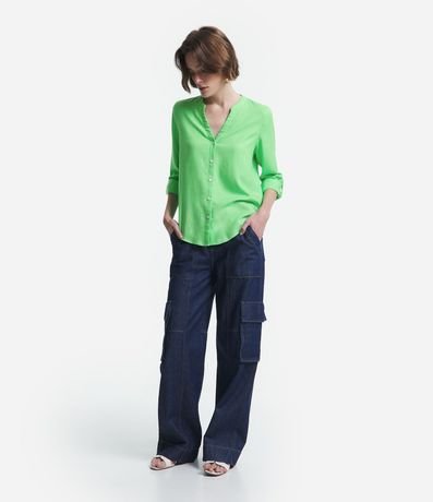 Camisa en Viscolino con Escote V | Renner