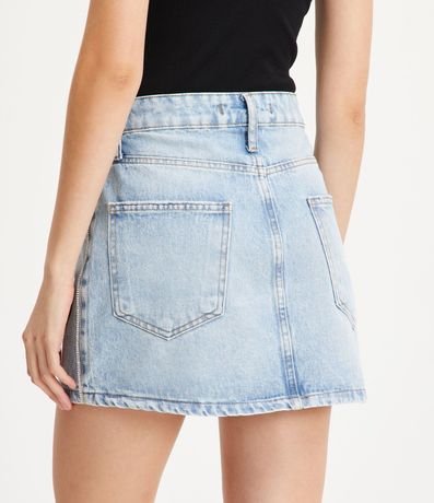 Pollera corta en Jeans con Bolsillos y Brillo Lateral | Renner