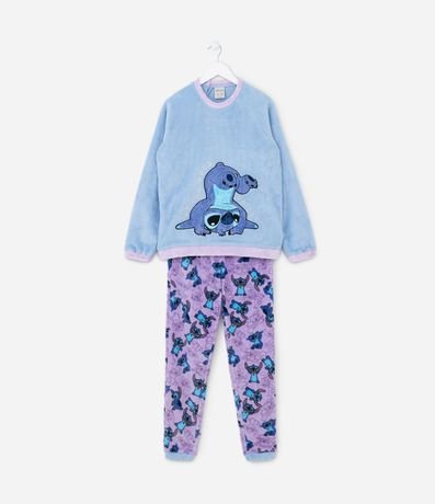 Pijama Largo Infantil con Estampa y Borado Stitch - Talle 5 a 14 años | Renner