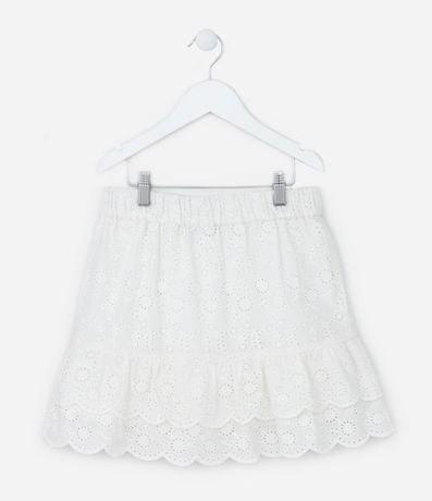 Pollera Infantil en Tricolina con Volados en Broderie - Talle 5 a 14 ...