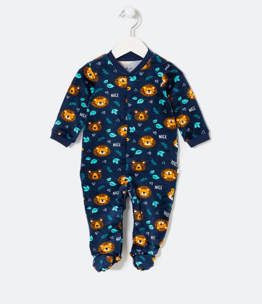 Mono Infantil en Plush con Estampado de Animalitos - Talle 0 a 18 meses ...