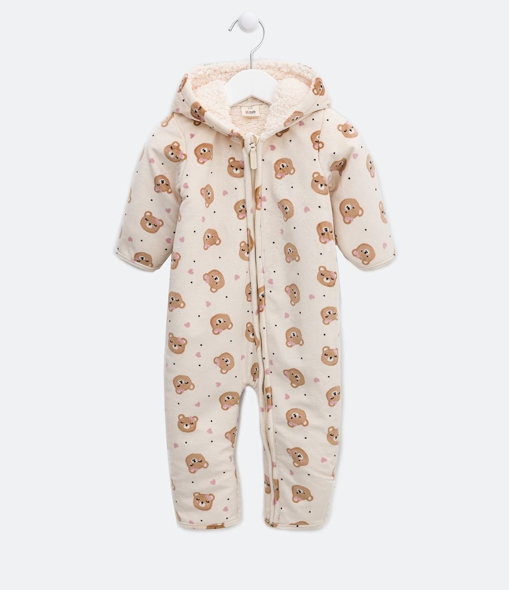 Mono Infantil en Plush con Orejitas y Estampado de Osita - Talle 0 a 18 ...